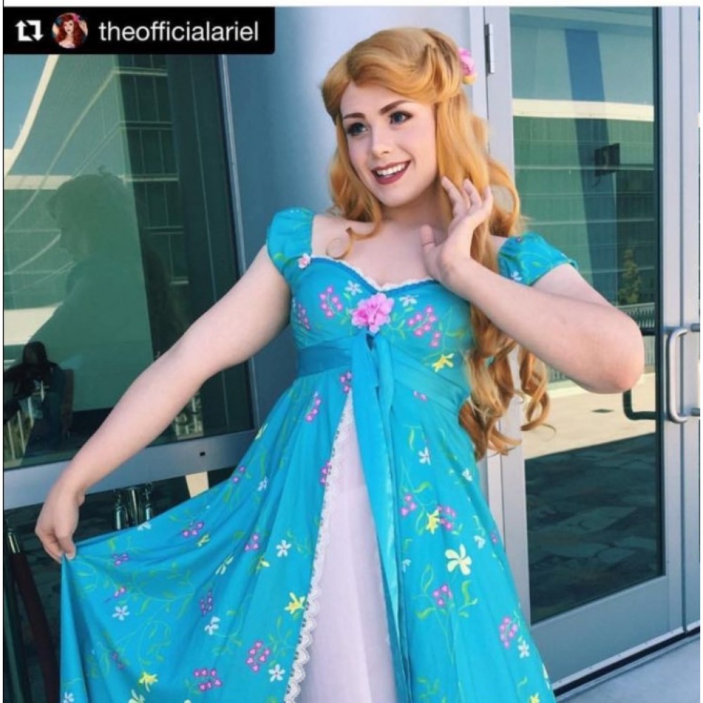 J230 women curtain dress Giselle cosplay from Enchanted TEAL PRINCESS