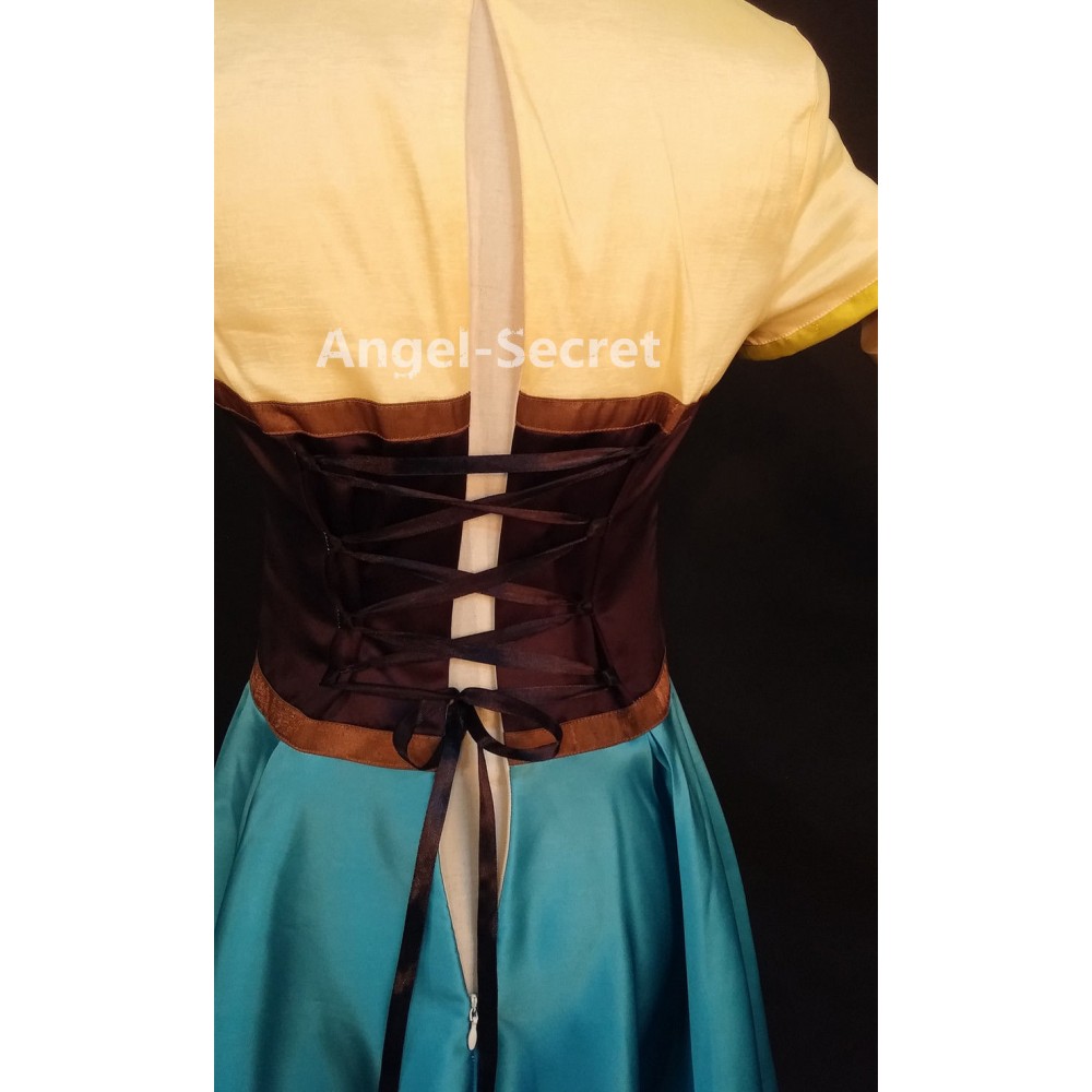 J555 Anna costume frozen fever spring women cosplay sunflower dress and ...