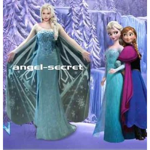 J888 Movies Frozen Snow Queen Elsa Cosplay Costume top palace dress ...