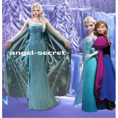 Frozen Snow Queen Anna Cosplay Costume coronation Dress women girl kid ...