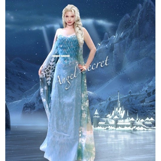 Fever Elsa Snow Queen Princess Cosplay Costume Adult Women Handmade
