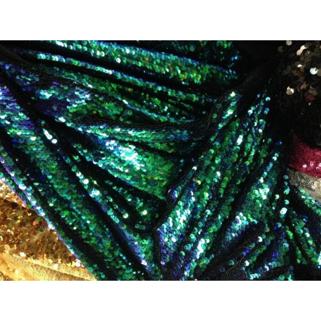 MAT49 iridescent Green mesh Fabric