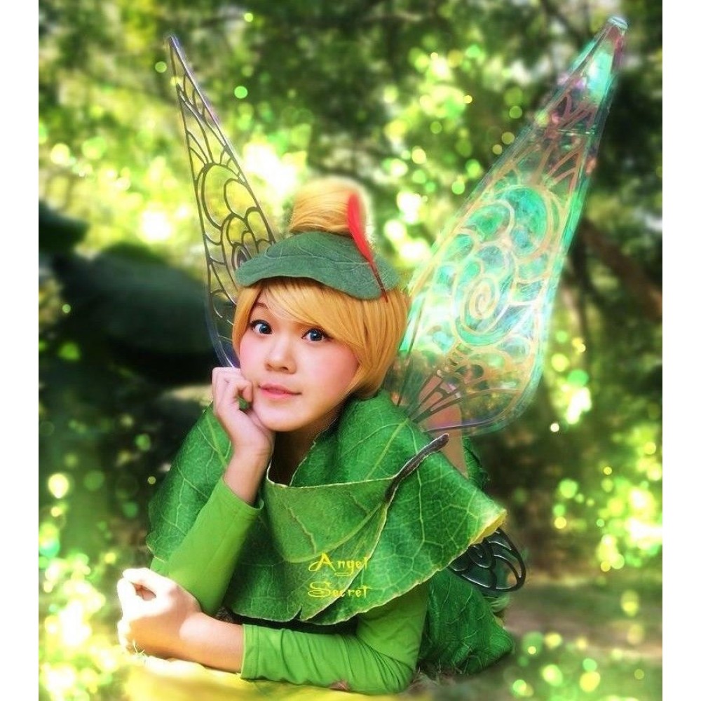 P156 Green Tinkerbell flannel leaf print dress Costume custom made ...