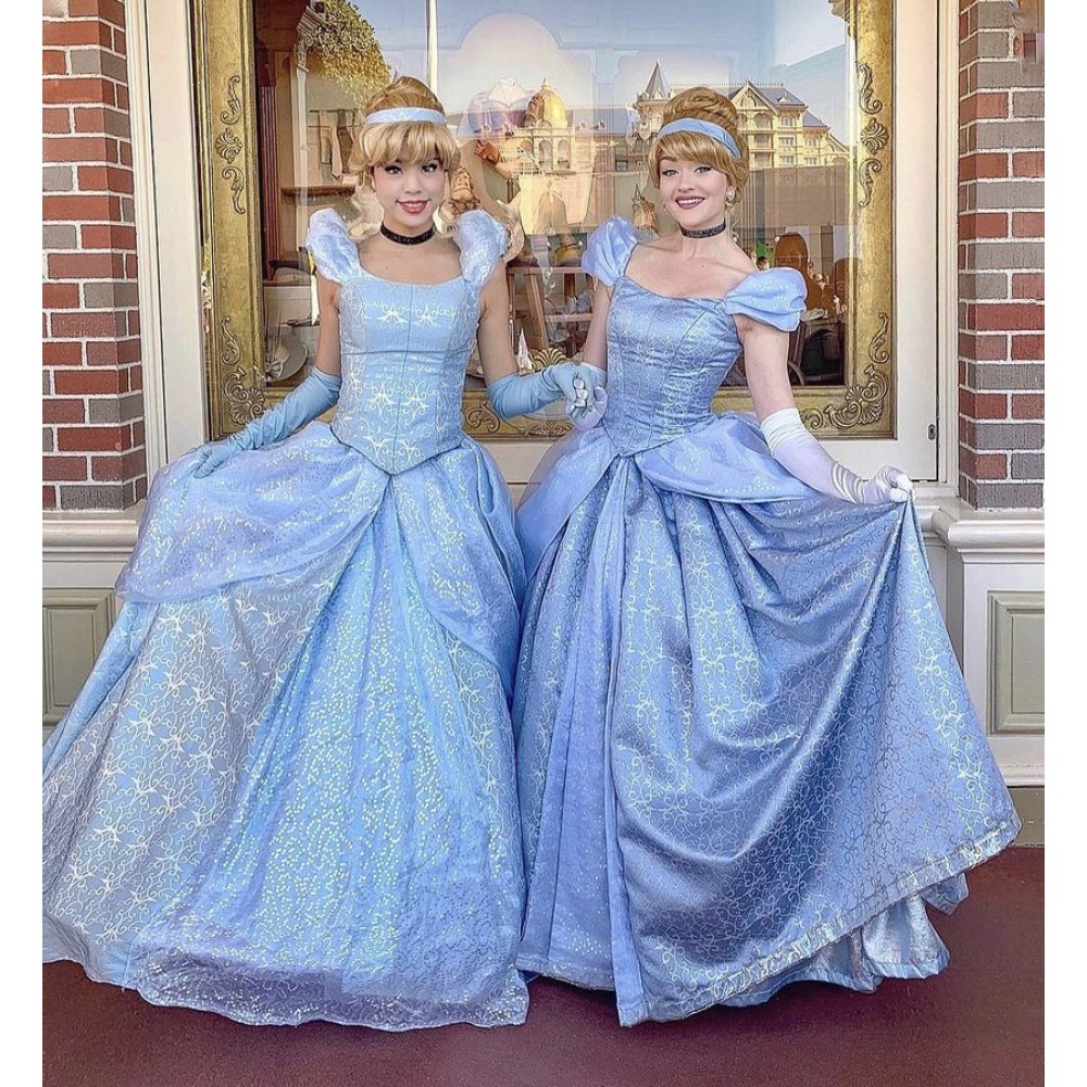 P259 Cinderella park version costume princess blue gown SILVER slipper ...