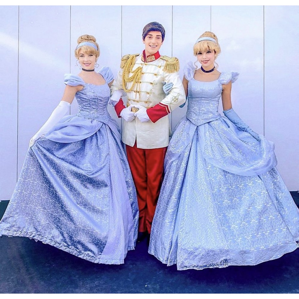 P259 Cinderella park version costume princess blue gown SILVER slipper ...